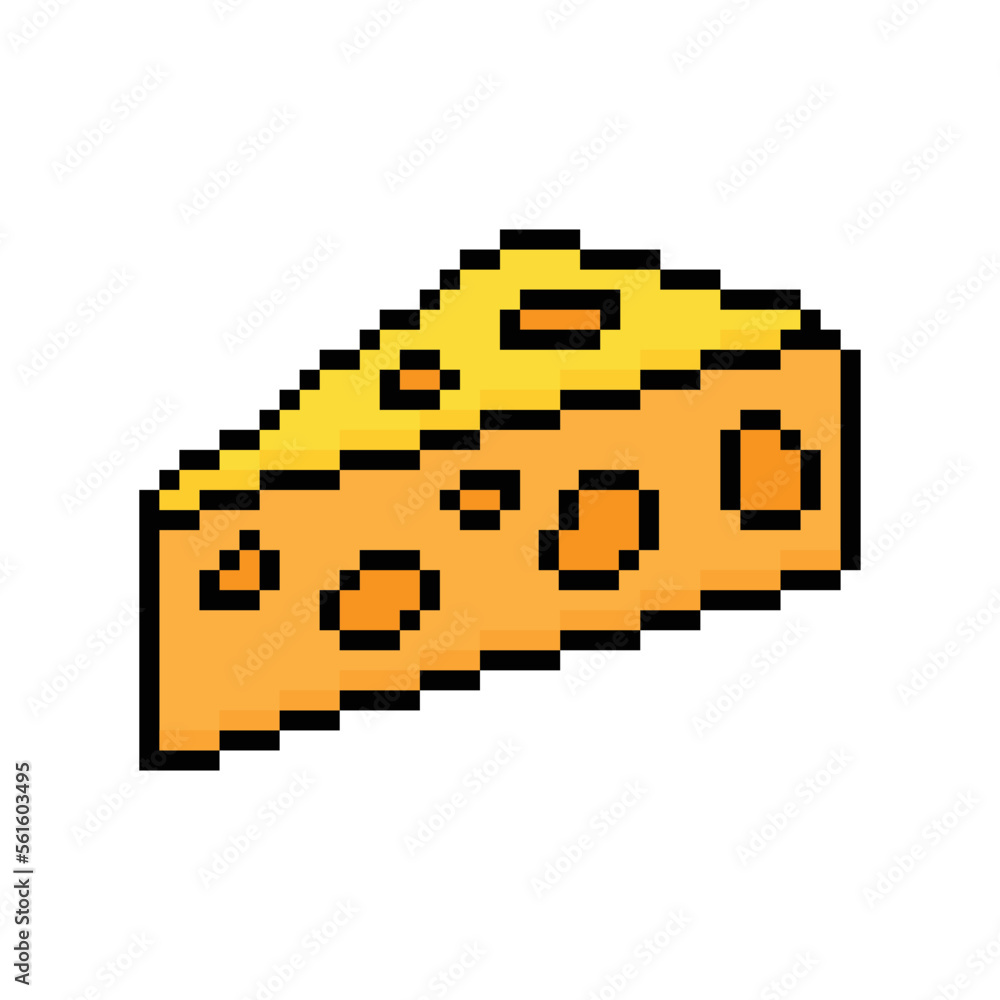 cheese icon 8 bit, pixel art food icon for game logo. Stock Vector ...