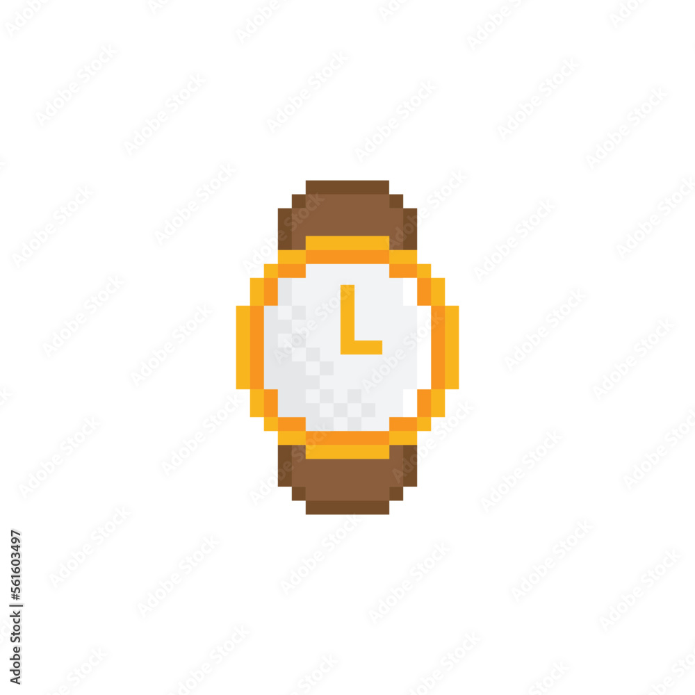 wrist watch icon 8 bit, pixel art time icon for game logo. Stock Vector ...
