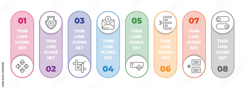 user interface infographic element with outline icons and 8 step or option. user interface icons ...