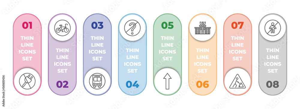 traffic signs infographic element with outline icons and 8 step or ...