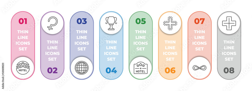 signs infographic element with outline icons and 8 step or option ...