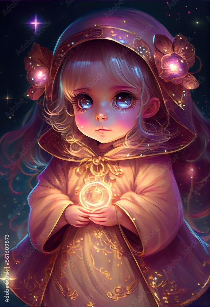 Cute attractive anime cartoon female character with long hair wearing ...