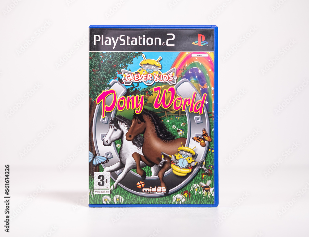 london, uk, 08.05.2023 clever kids pony world Sony PlayStation 2 2002 ...