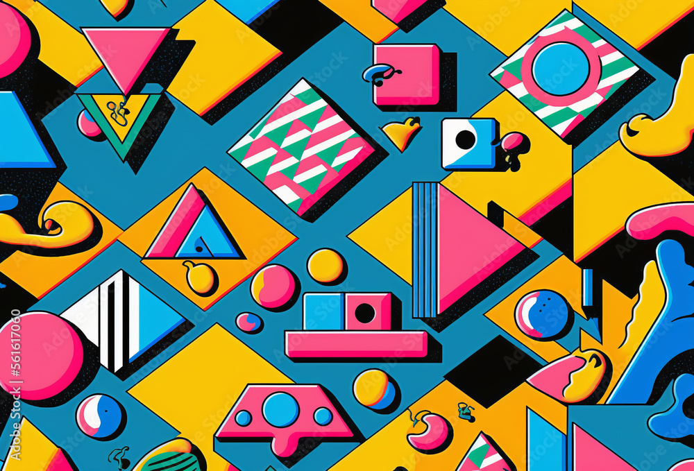 Retro 1980s or 90s trendy background pattern. Generative ai Stock ...