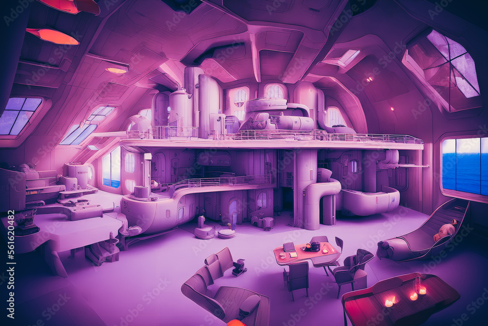 Ilustrace „Abstract painting of interior of a military base, The color ...