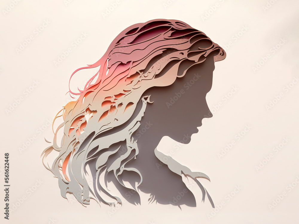 Female profile silhouette. AI generated image. Stock Illustration ...