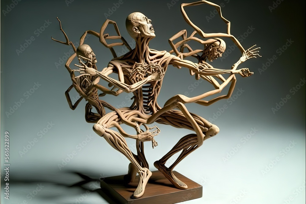 a skeleton sculpture of a dancing skeleton with arms outstretched and ...
