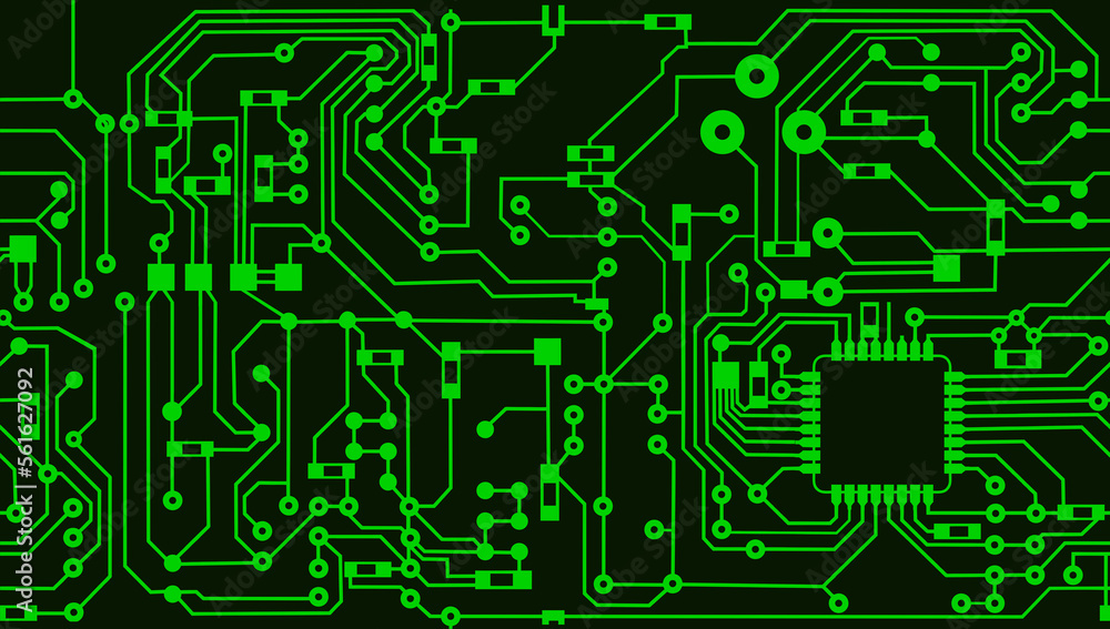 Seamless texture of a computer motherboard with a processor. The system ...