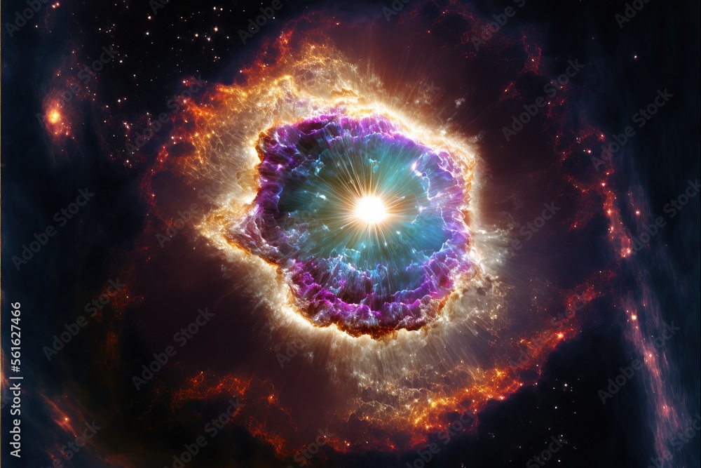explosion de supernova dans l'espace, pouponnière d'étoiles avec rayons ...