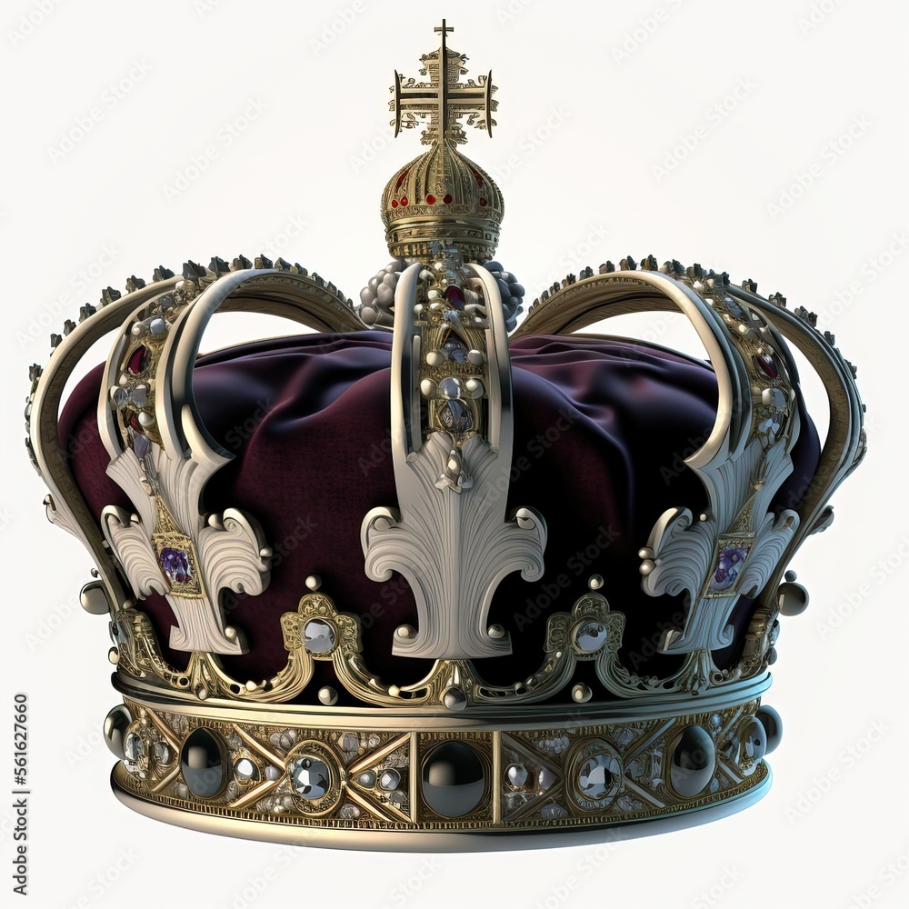 couronne royale en 3-d sur fond blanc Stock Illustration | Adobe Stock