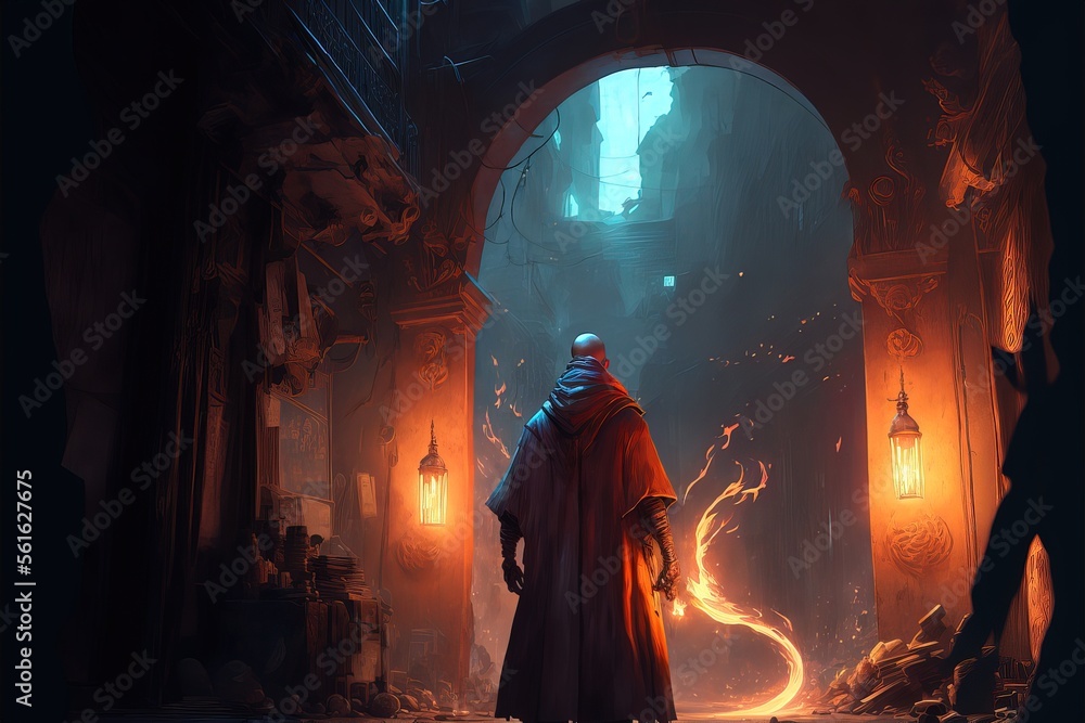 illustration de fantasy, personnage avec une cape et capuche de dos ... illustration de fantasy, personnage avec une cape et capuche de dos ...