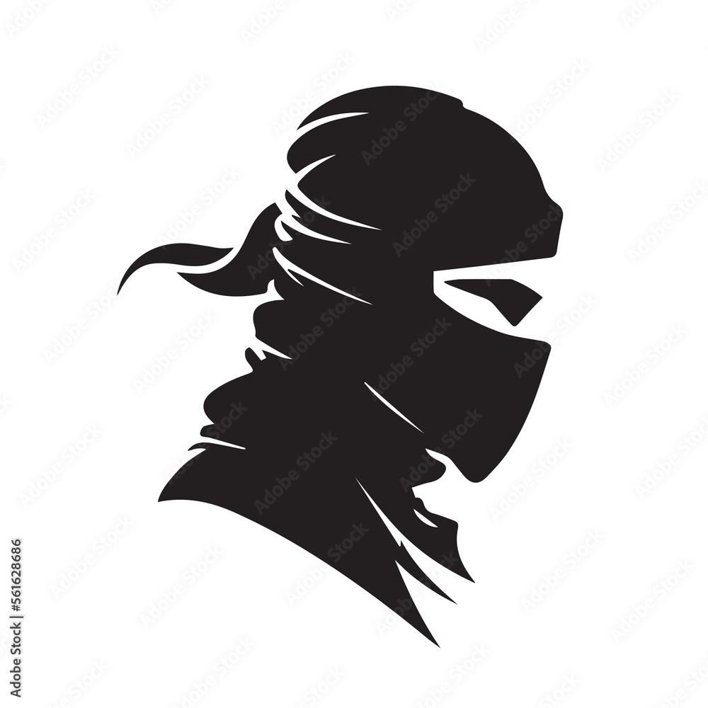 Ninja vector icon. Simple minimal logo of a hooded assassin. Isolated ...