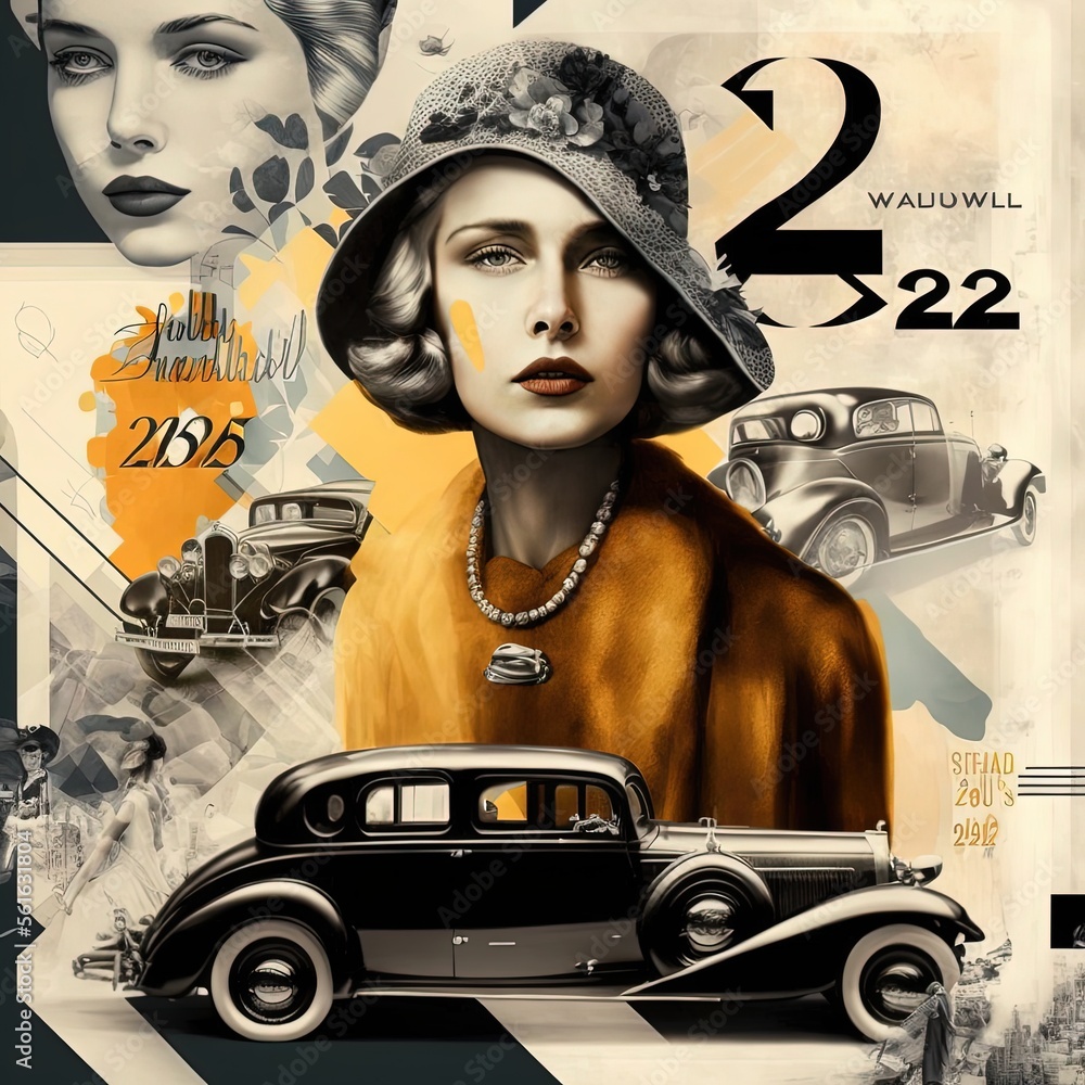 Mood board collage, 20s fashion collage, generative ai scrapbook page ...