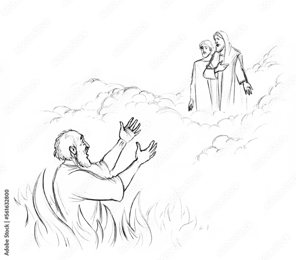 Pencil drawing. Bible story. The rich man in hell ilustração do Stock ...