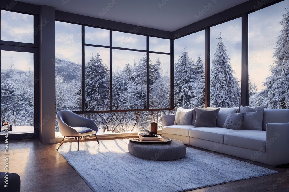 Luxury Icy Cool Modern Living Room Interior Made with Generative AI ...