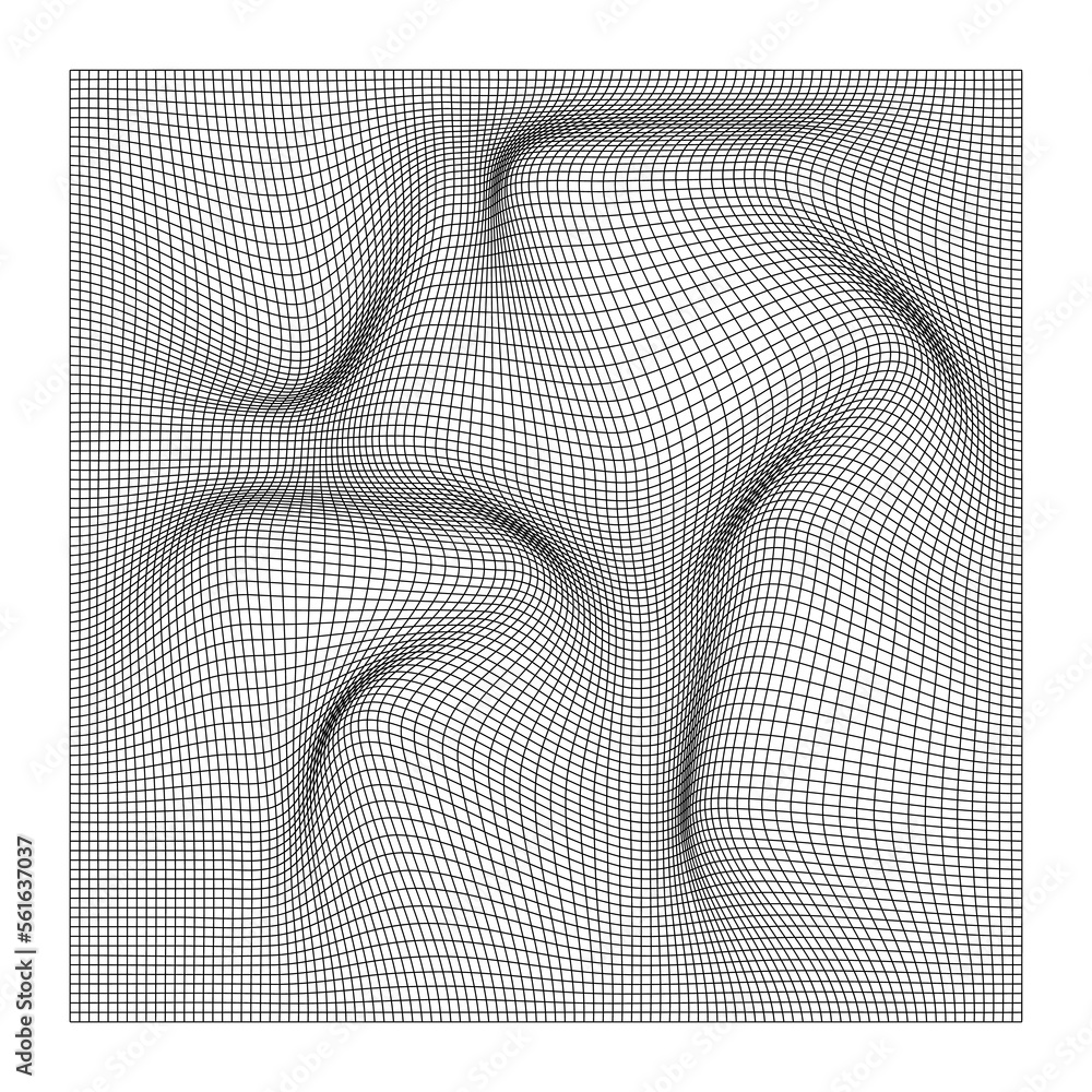 Digital curved grid texture with lines. 3d wave pattern with the effect ...