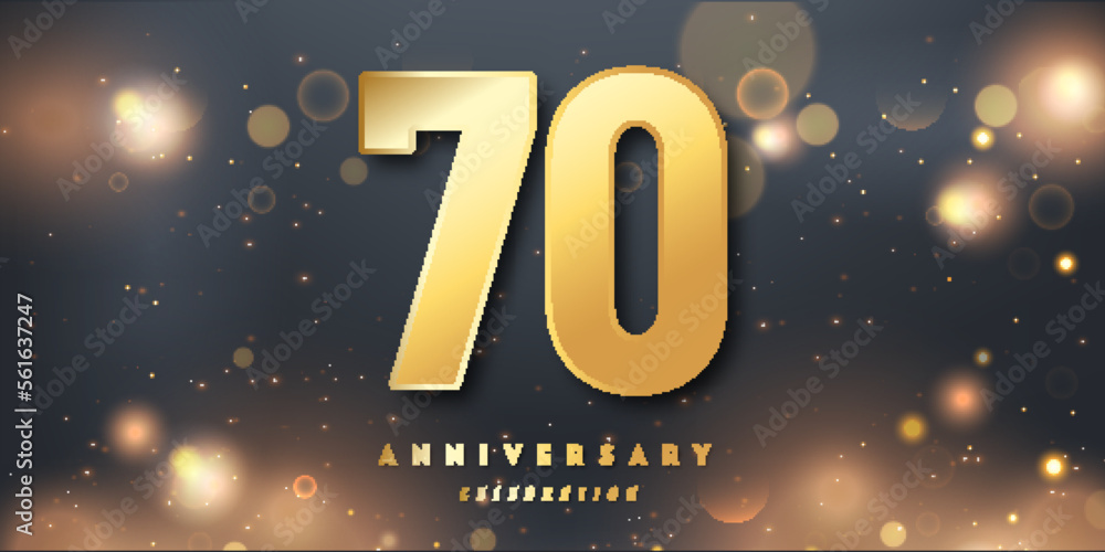 7th Year anniversary celebration background. 3D Golden number with ...