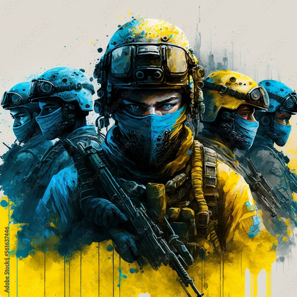 Army, squad of soldiers in uniform. Military men with weapons. Created ...