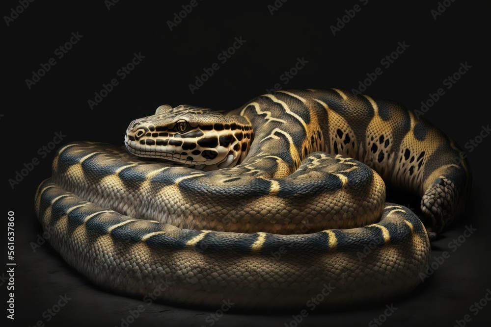 Burmese python, scary slithery snake created with generative ai Stock ...