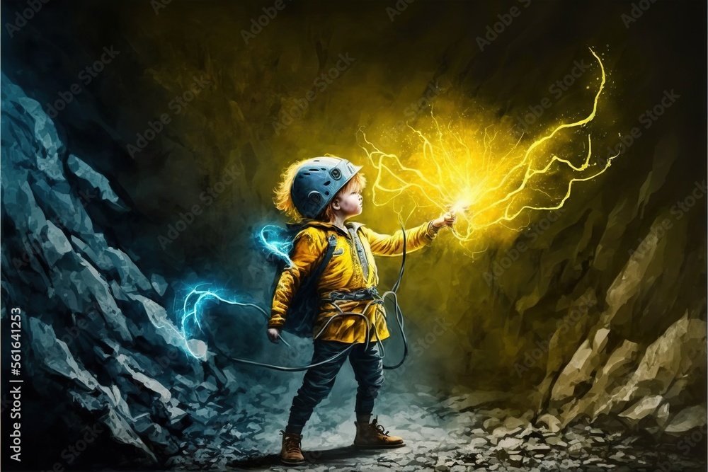 Fantasy scene of the young boy released magical power. A mystical boy ...