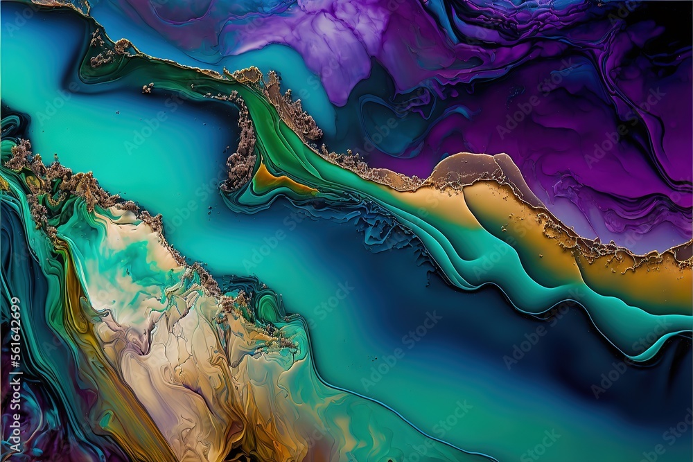 Abstract liquid art painting in alcohol ink technique. Delicate and ...