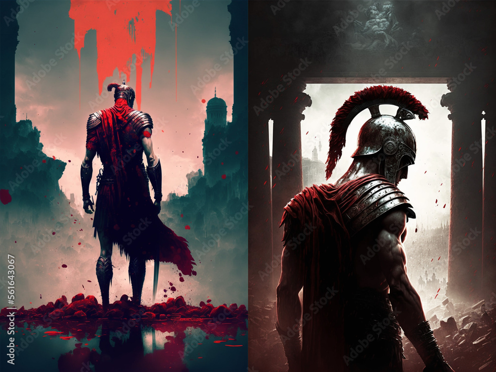 Stoic Roman Soldier warrior gladiator victorious in battle poster ...