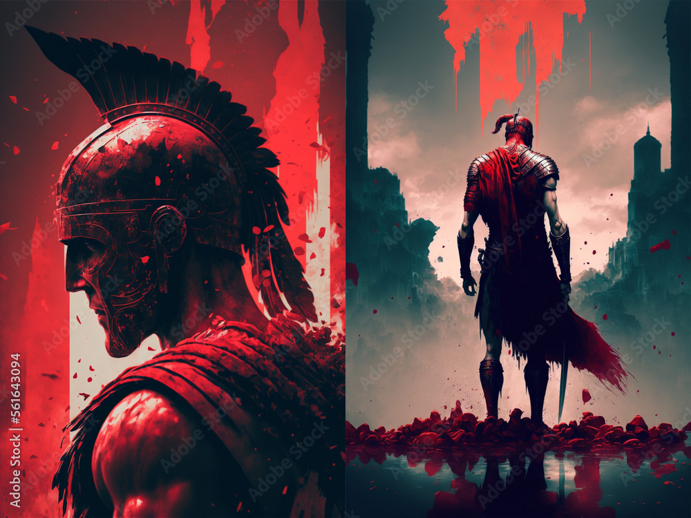 Bundle of 2 Illustration of Stoic Roman Soldier warrior gladiator ...