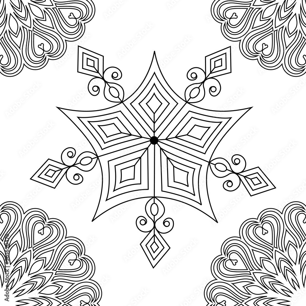 Hand drawn floral illustration coloring page for kids, kids coloring ...
