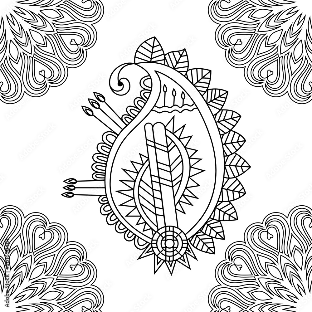 Hand drawn floral illustration coloring page for kids, kids coloring ...