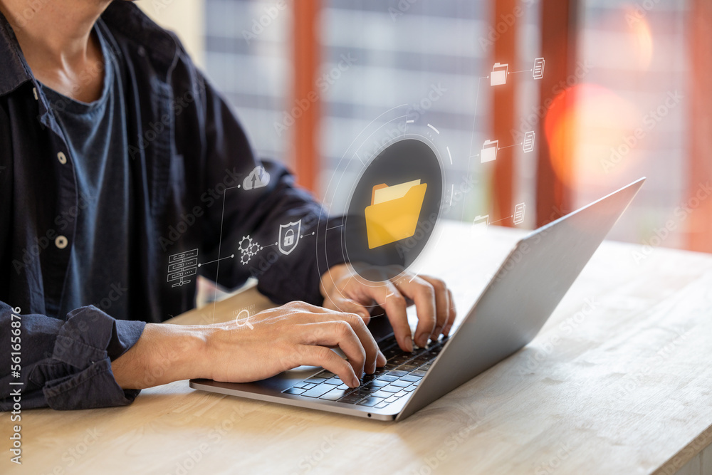 Document Transferring concept. searching and managing files,Folder ...