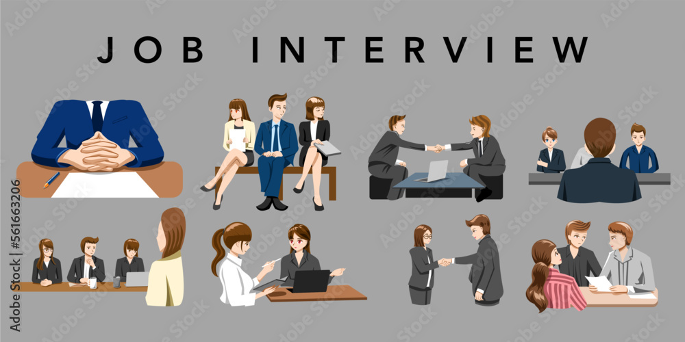 job interview vector set collection graphic clipart design Stock Vector ...