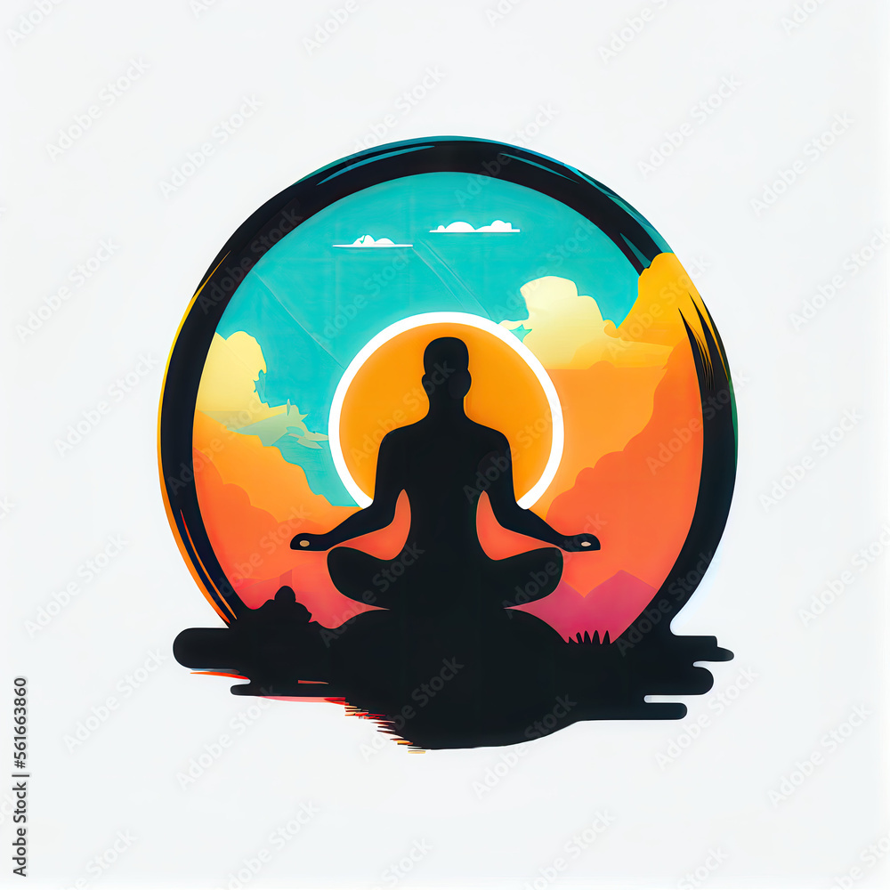 Mindfulness Meditation logo - By Generative AI Stock Illustration ...