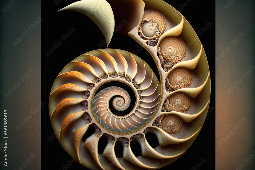 fibonacci spiral, paradox, depth, angle, luminous created with ...