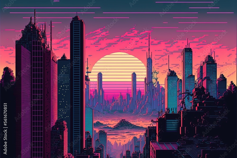 16 Bit City Background