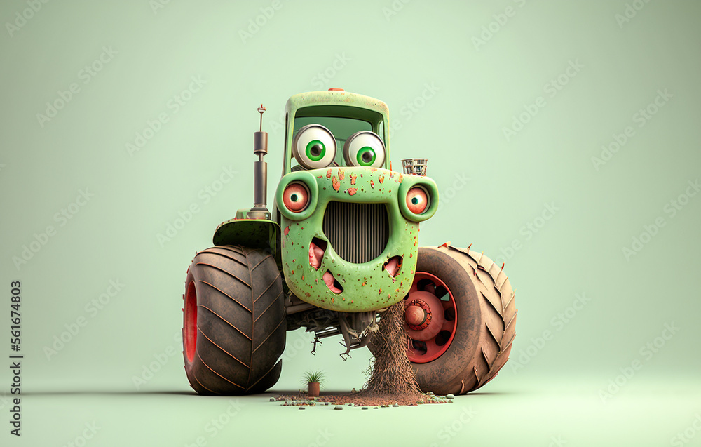 cute and funny tractor character, AI generate Stock Illustration ...