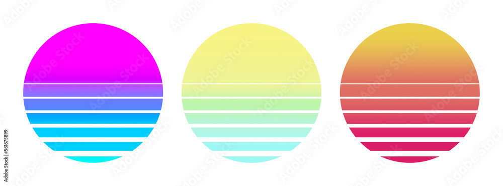 retro sun sunset retrowave from the 80s or 90s transparent PNG. For ...