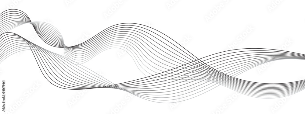 Abstract wavy blend line stripes on a white background isolated. Wave ...