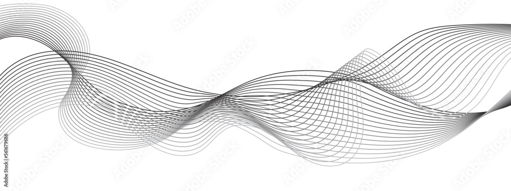 Abstract wavy blend line stripes on a white background isolated. Wave ...