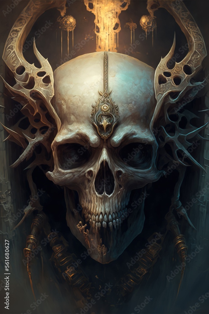 Terrifying evil bone necromancer overlord, ruler of the undead abyss ...