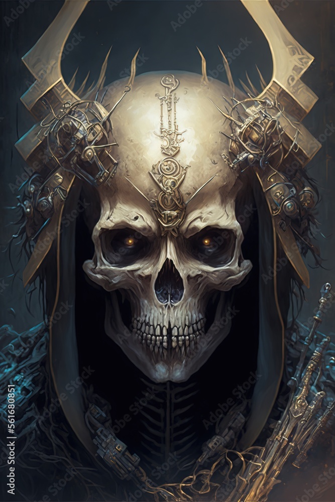 Terrifying evil bone necromancer overlord, ruler of the undead abyss ...