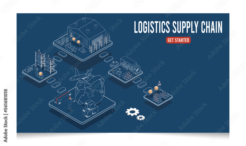 3D isometric Supply Chain Management - SCM concept with Collaborative ...
