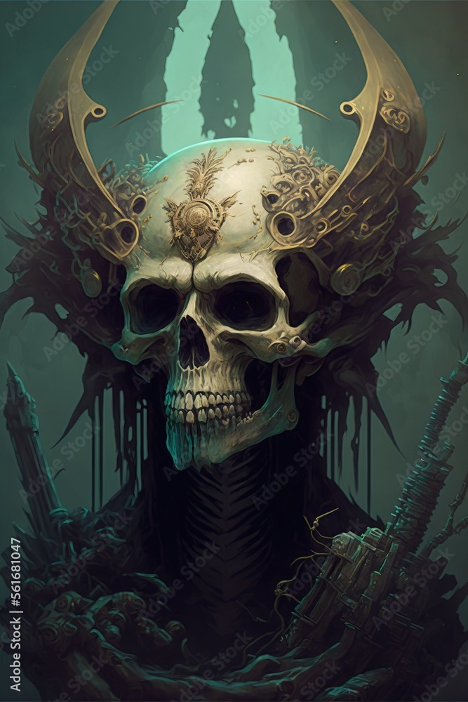 Terrifying evil bone necromancer overlord, ruler of the undead abyss ...