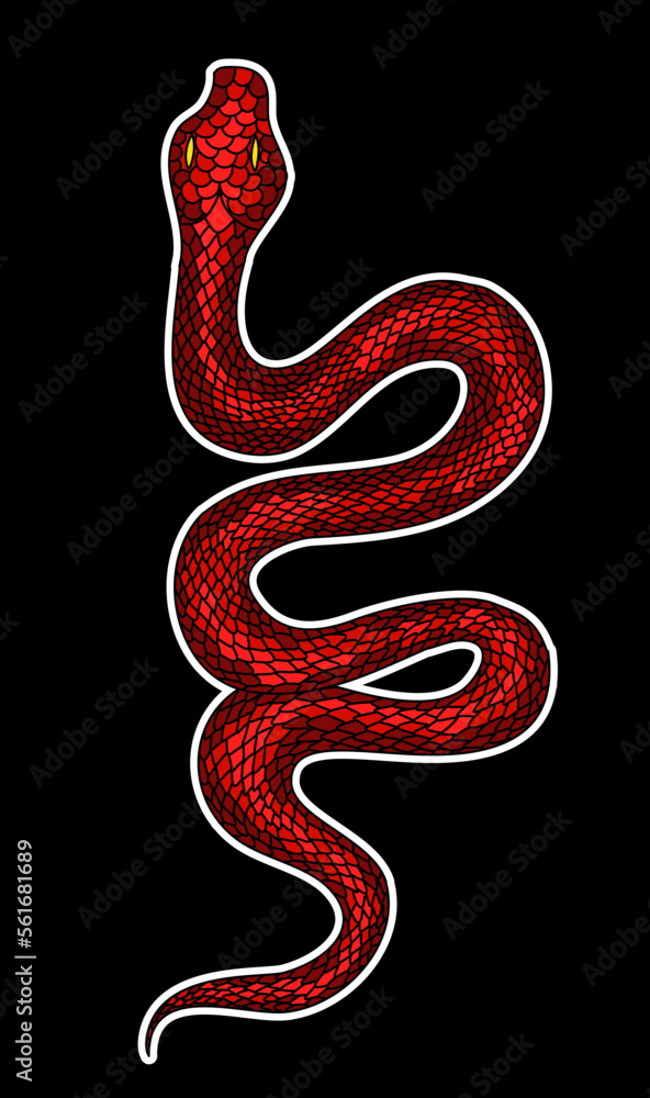 red snake vector.Lampropeltis triangulum vector.Sticker and hand drawn ...