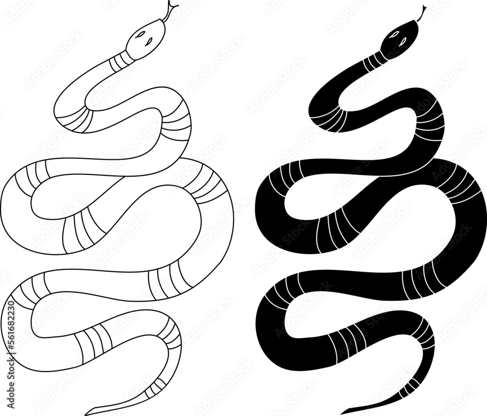 red snake vector.Lampropeltis triangulum vector.Sticker and hand drawn ...
