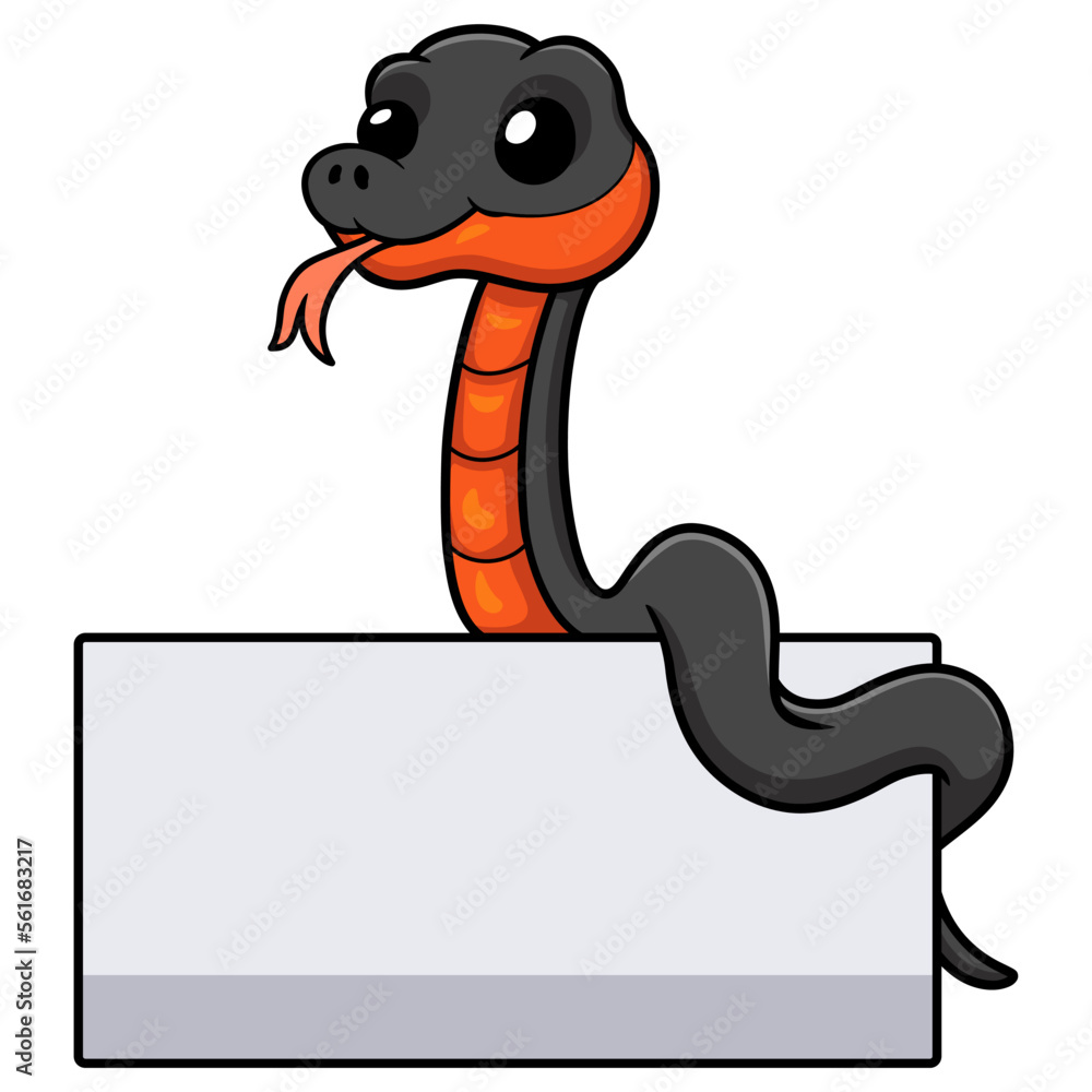 Cute copperbelly water snake cartoon with blank sign Stock Vector ...