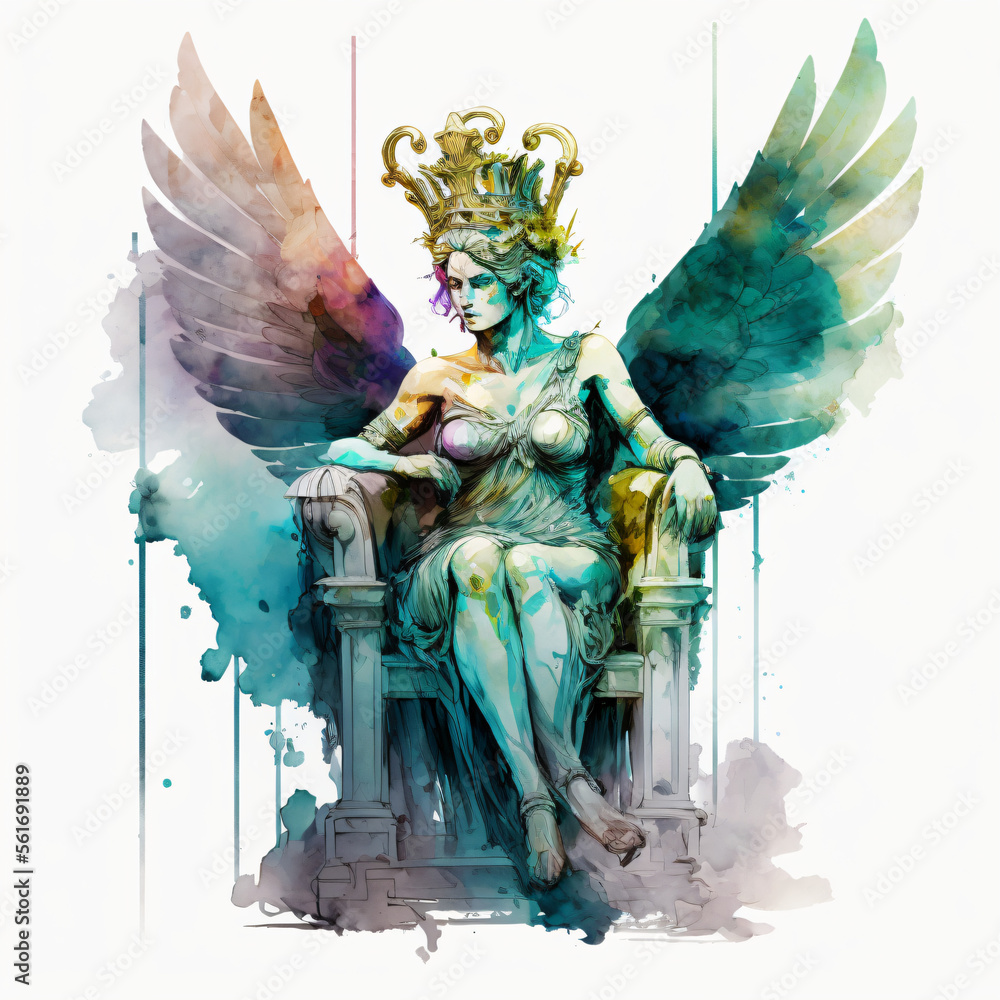 watercolor painting of the greek goddess Hera on her throne Generative ...