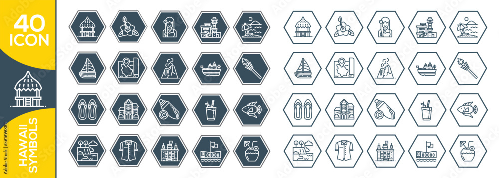 HAWAII SYMBOLS ICON SET DESIGN Stock Vector | Adobe Stock