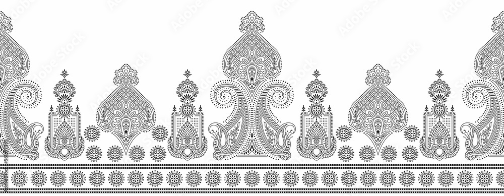 Seamless traditional Indian lacy border design Stock Vector | Adobe Stock