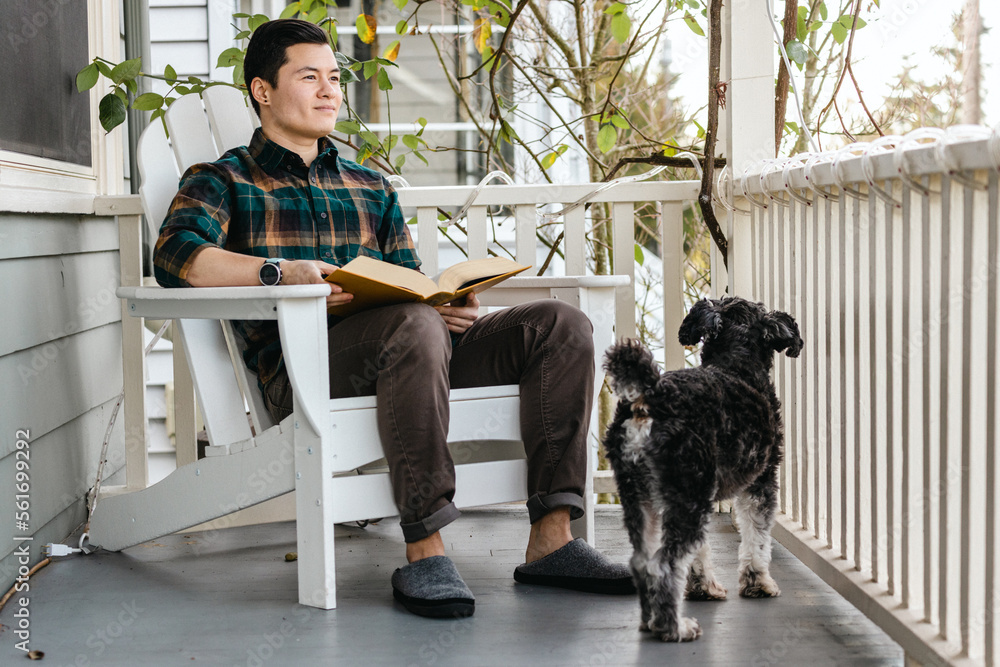 Transgender man and dog Stock Photo | Adobe Stock
