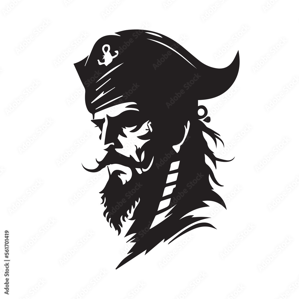 Pirate head minimal modern icon. Simple black and white vector ...